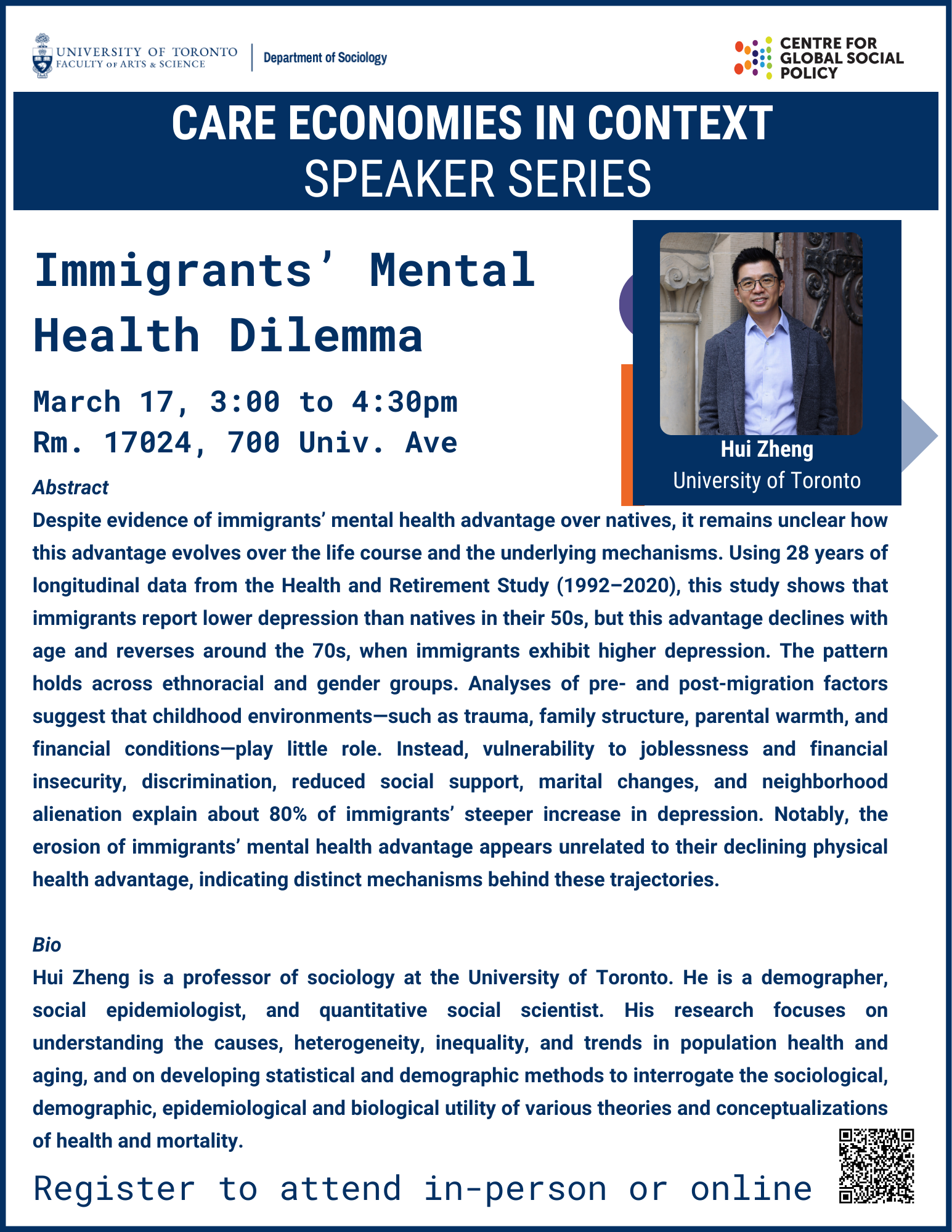 Join us on March 17 for "Immigrants' Mental Health Dilemma" with Hui ...